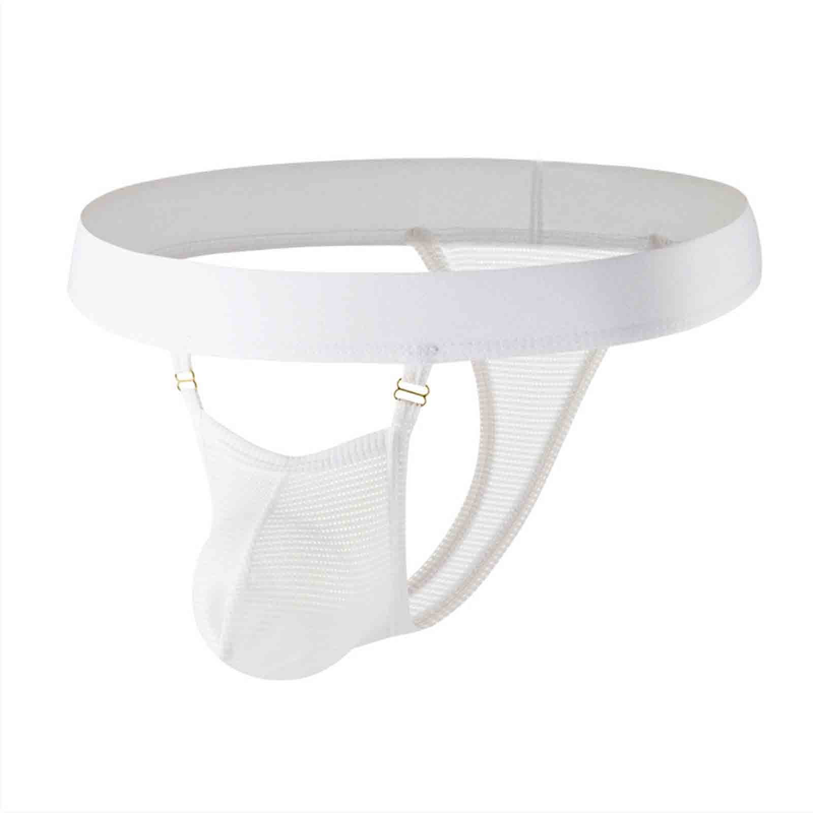COSFO Thongs for Men White Mesh Bulge Pouch G-String Loose Fit Sport ...