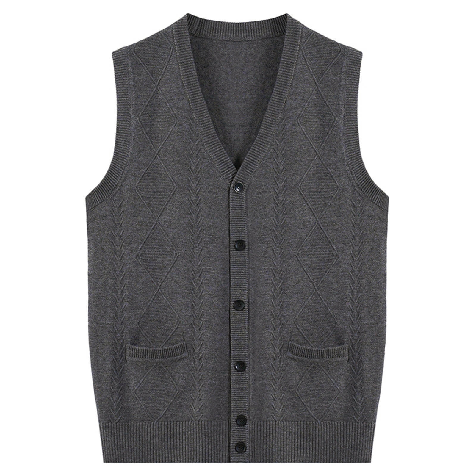 COSFO V Neck Sweater Vest Men Cardigan Solid Casual Tops Button Down ...