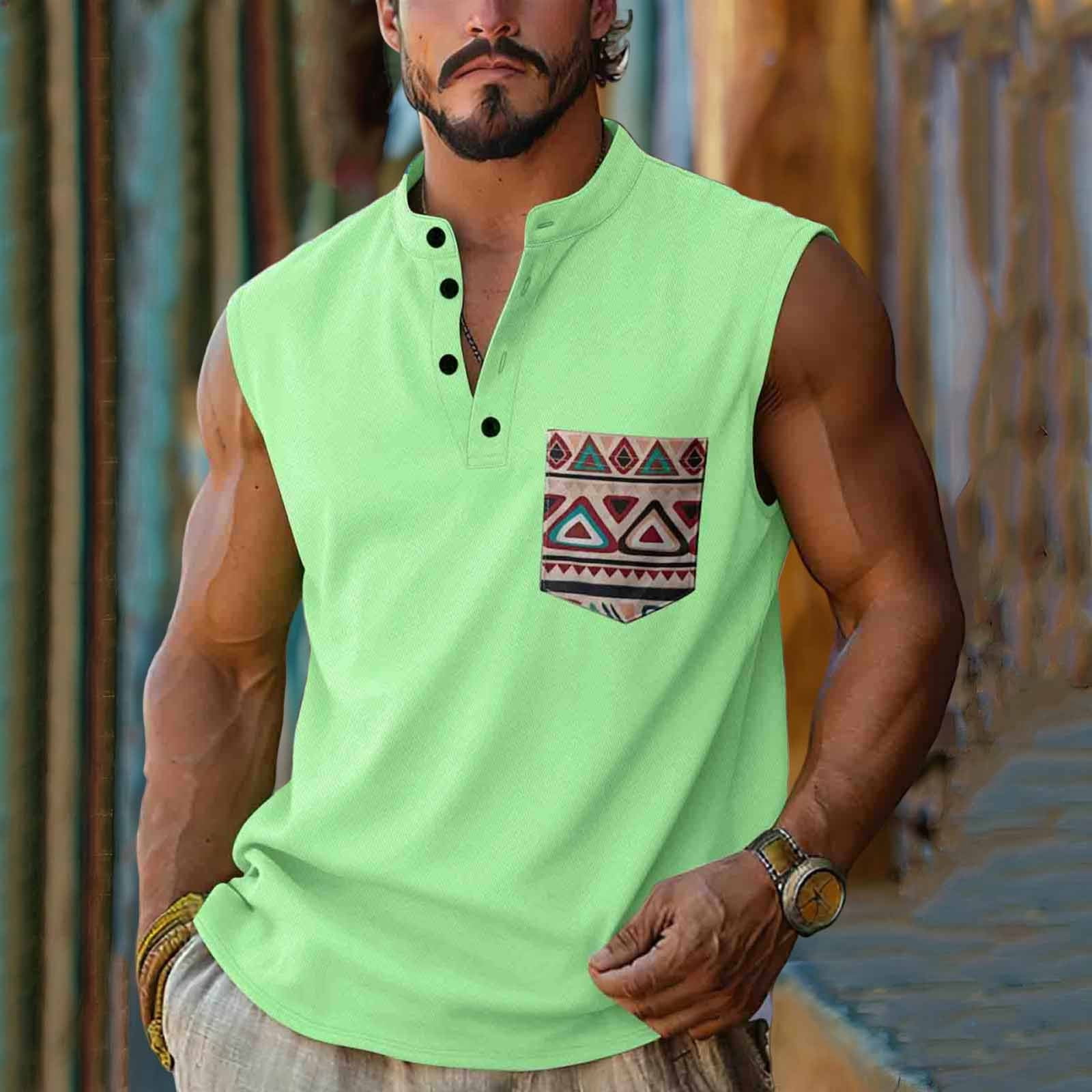 COSFO Vintage Men Tank Tops Summer Muscle Mesh Graphic Tees Workout ...