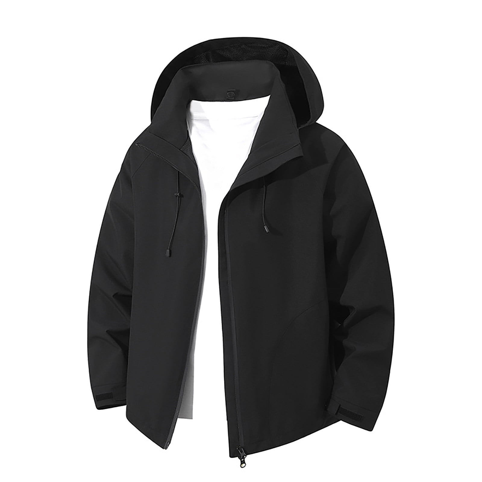 COSFO Waterproof Men Jacket Solid Zip Up Hooded Windbreaker Casual ...