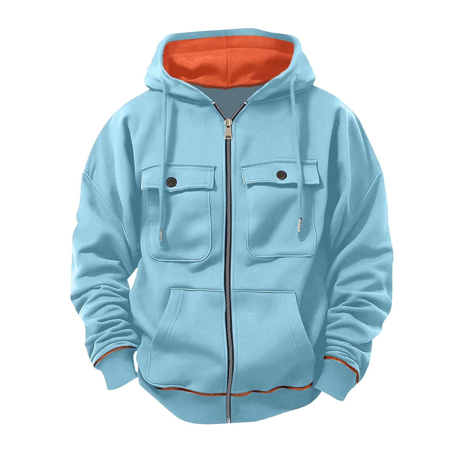 COSFO Winter Jackets for Men Blue Hooded Lightweight Sweatshirts with ...