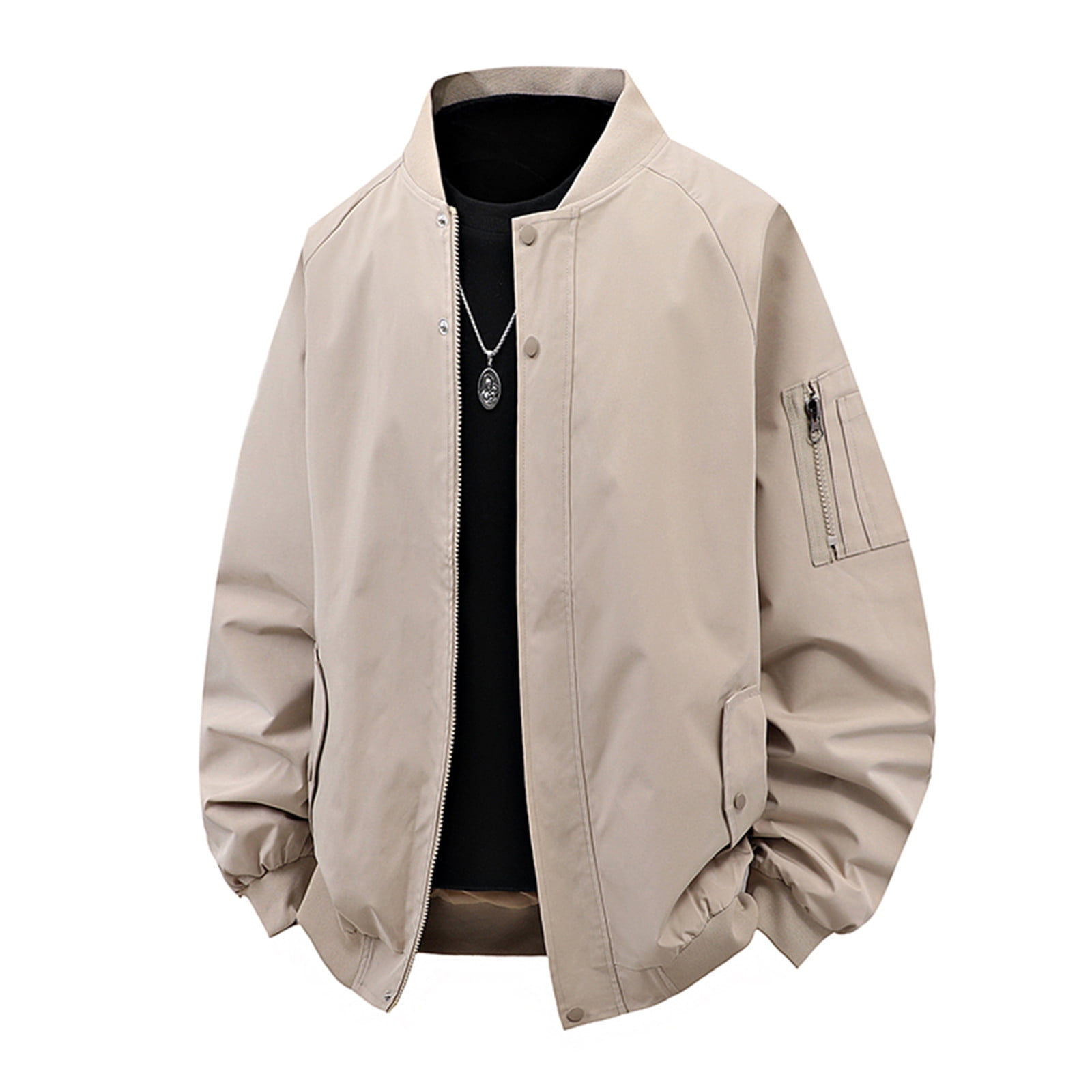 COSFO Yellow Mens Winter Bomber Jacket Zip Up Lightweight Casual ...