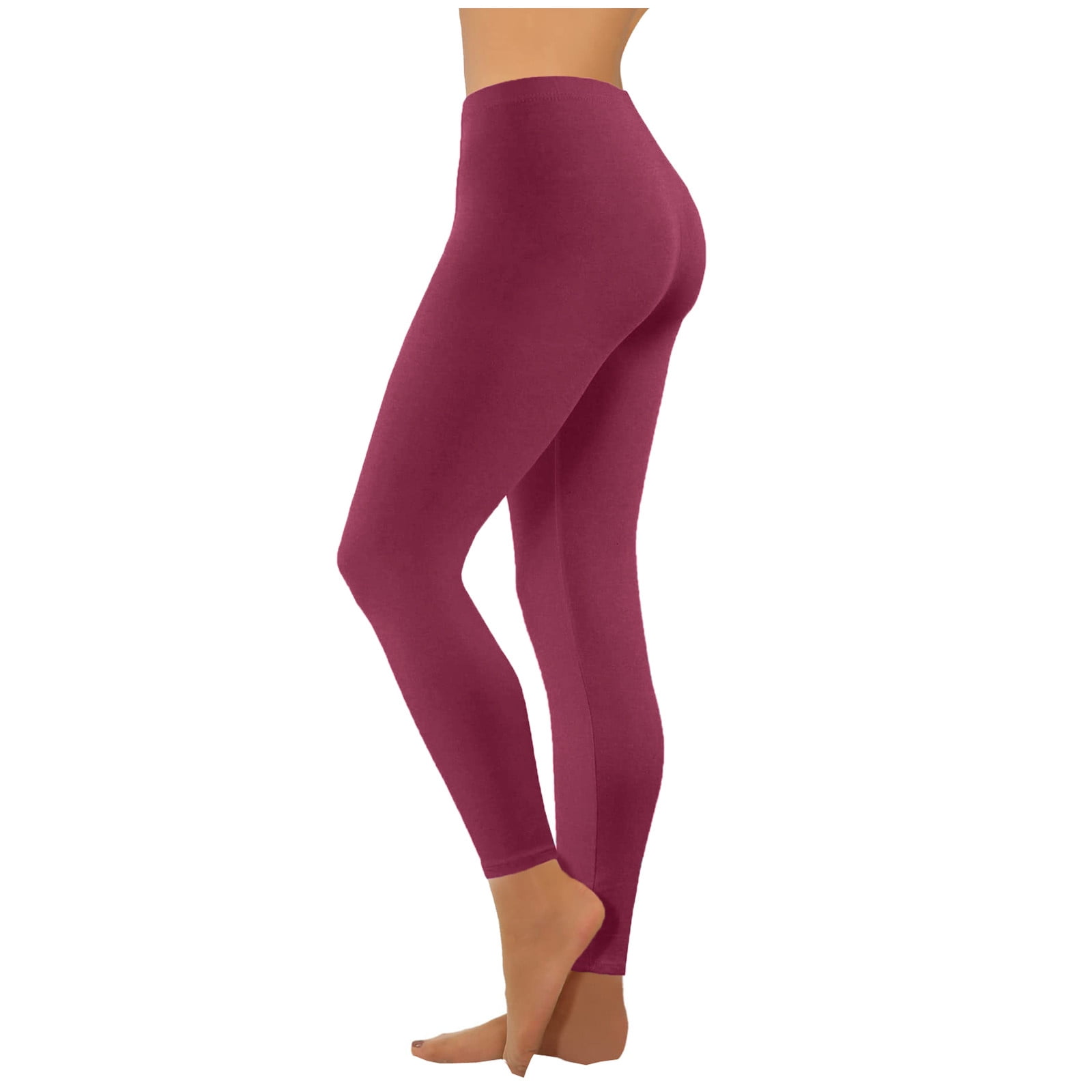 COSFO Yoga Pants for Women Workout Red Tapered Solid Legging Spants ...
