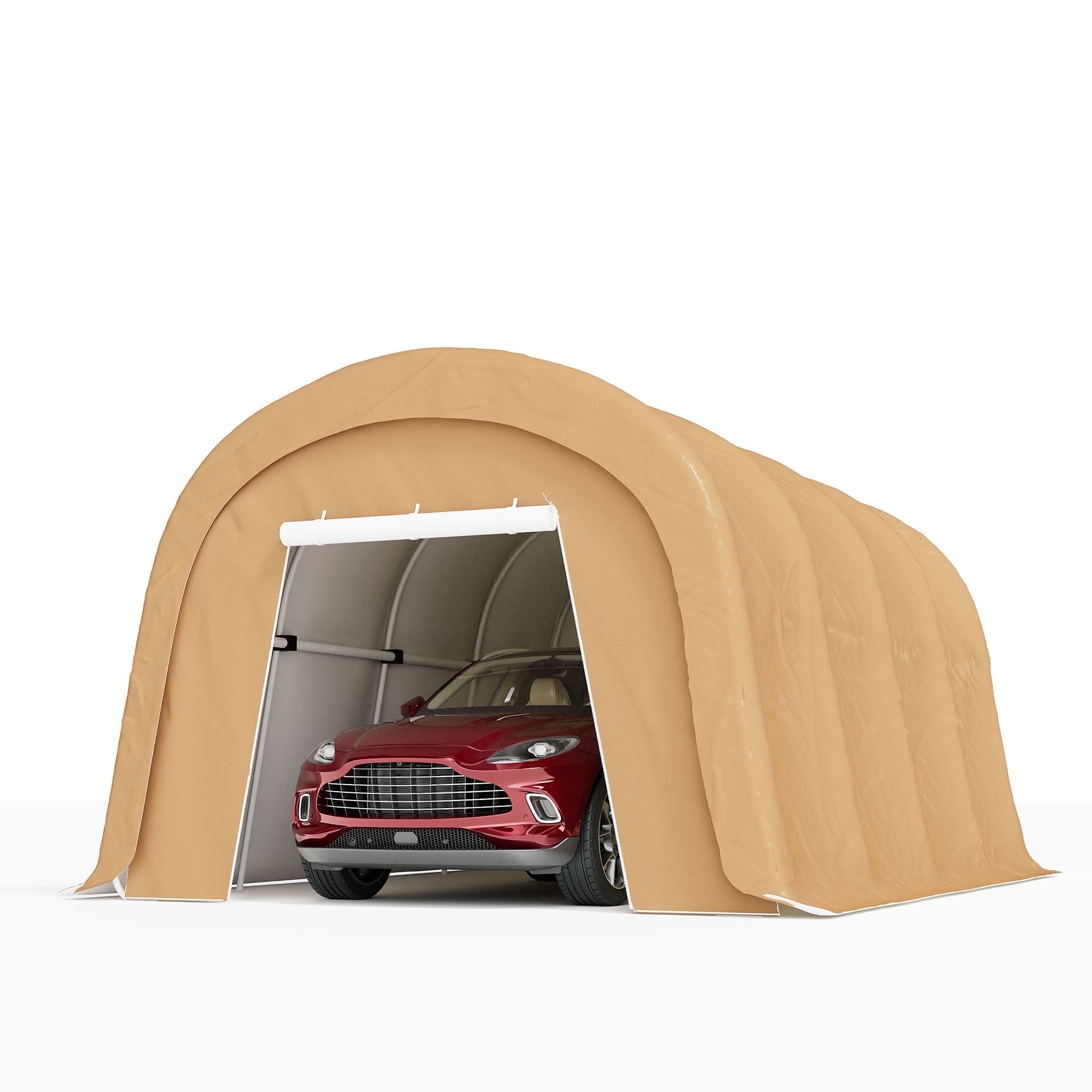 COSIEST 10'x20'Heavy-Duty Outdoor Round Carport With Weatherproof PE ...