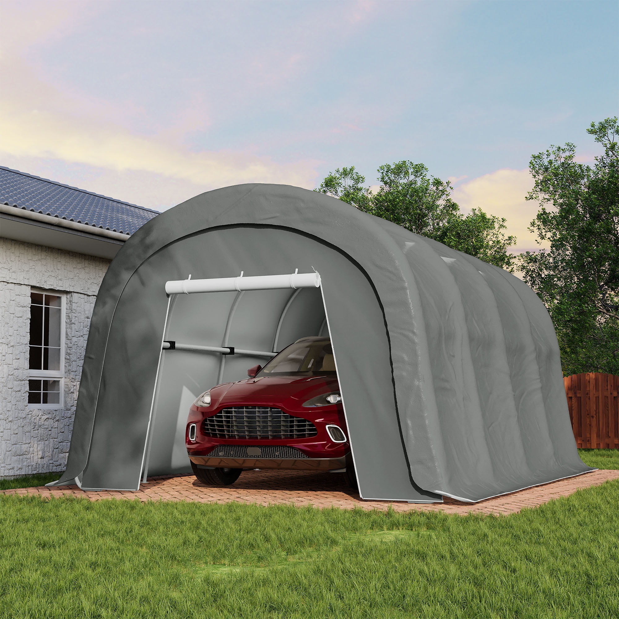 COSIEST 10'x20'Heavy-Duty Outdoor Round Carport With Weatherproof PE ...