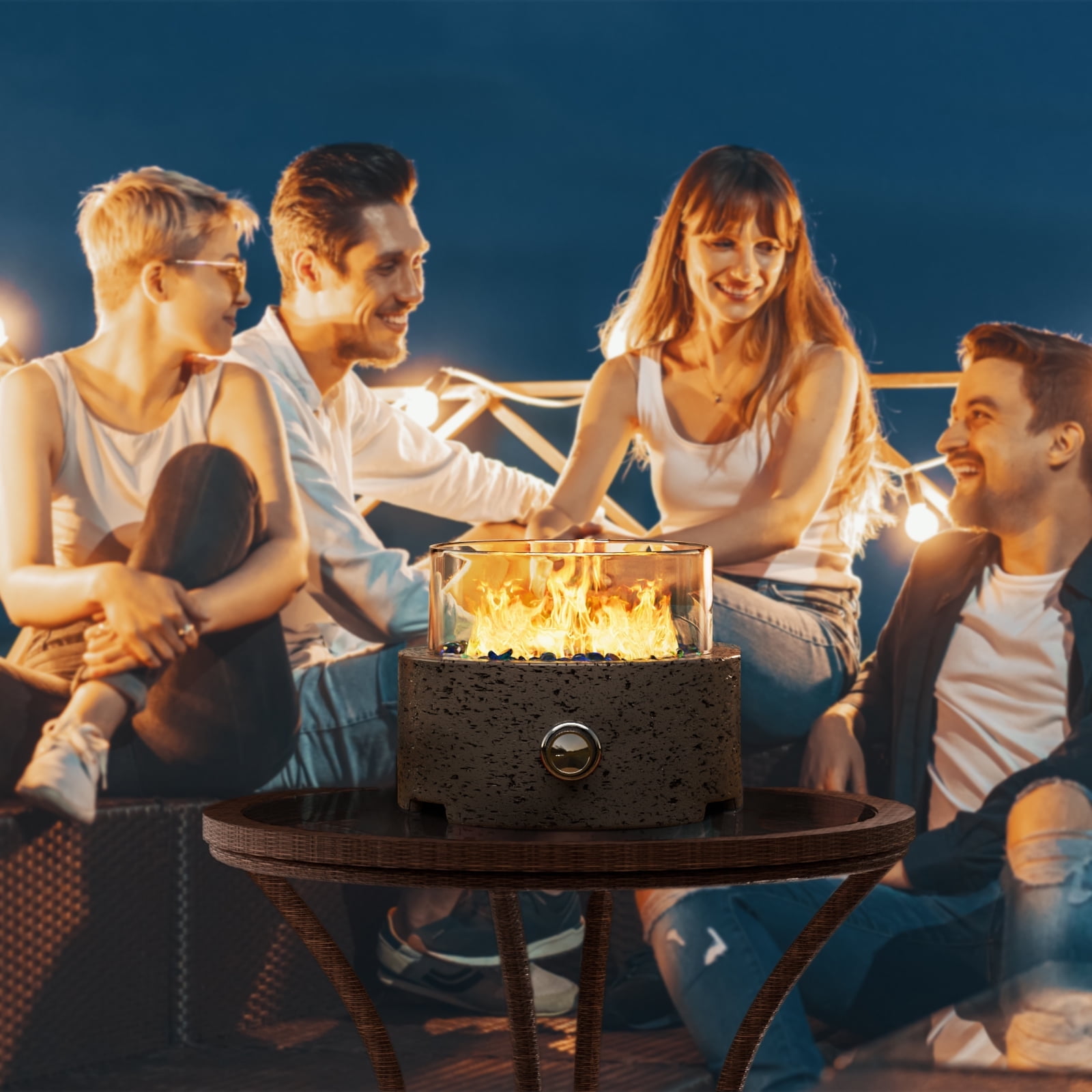 COSIEST 12" Grey Tabletop Fire Pit, 40,000 BTU Outdoor Propane ...