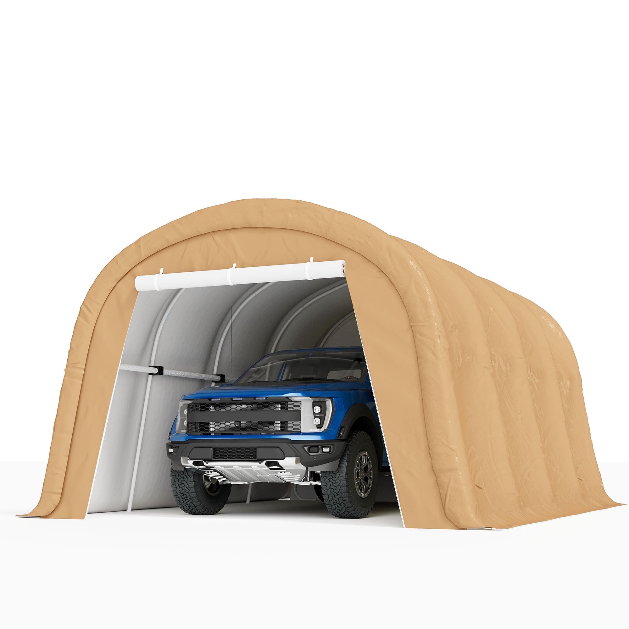 COSIEST 13'x20'Heavy-Duty Outdoor Round Carport With Weatherproof PE ...