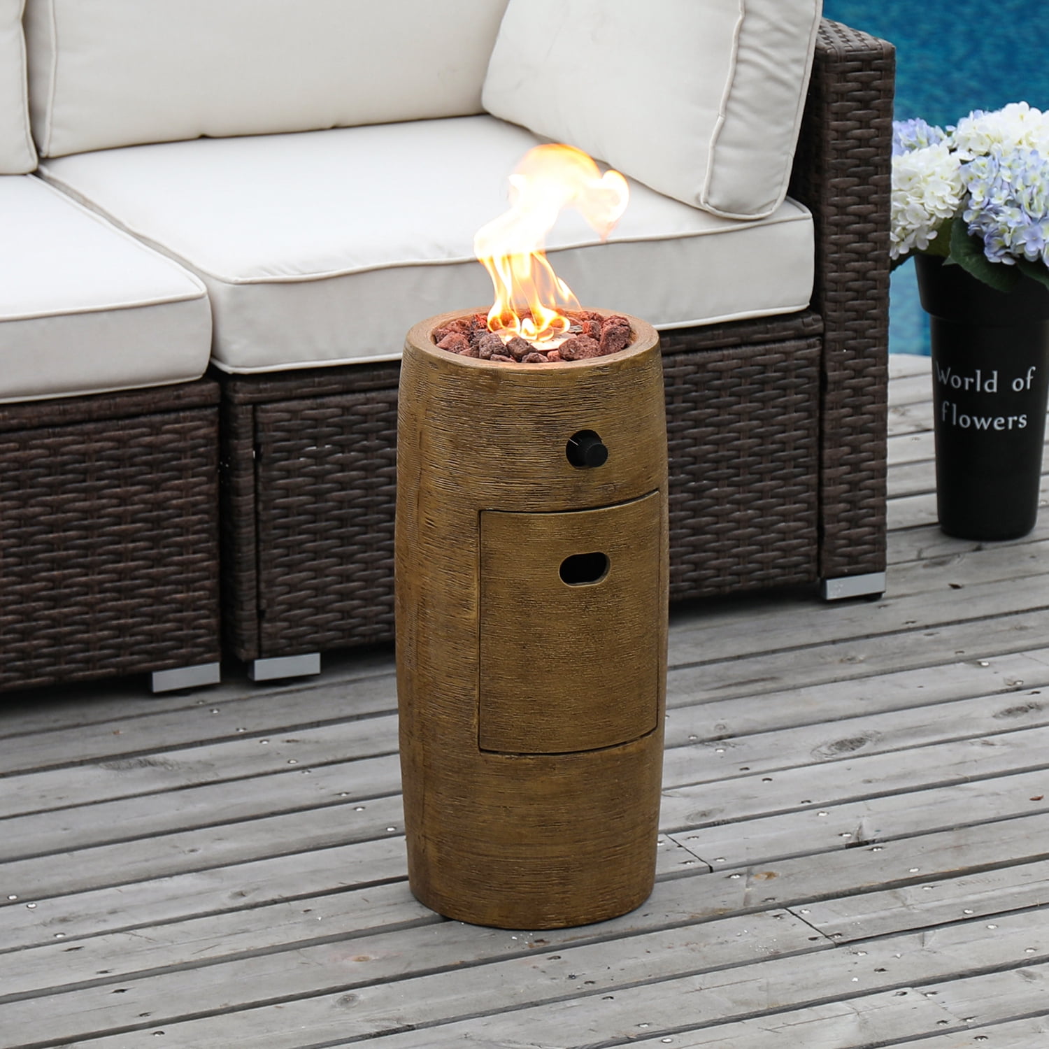 COSIEST 15,000 BTU 11-inch Round Outdoor Propane Fire Pit Table,Free ...
