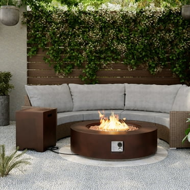 COSIEST 2-Piece Outdoor Rectangle Terrazzo White Propane Fire Table Set ...