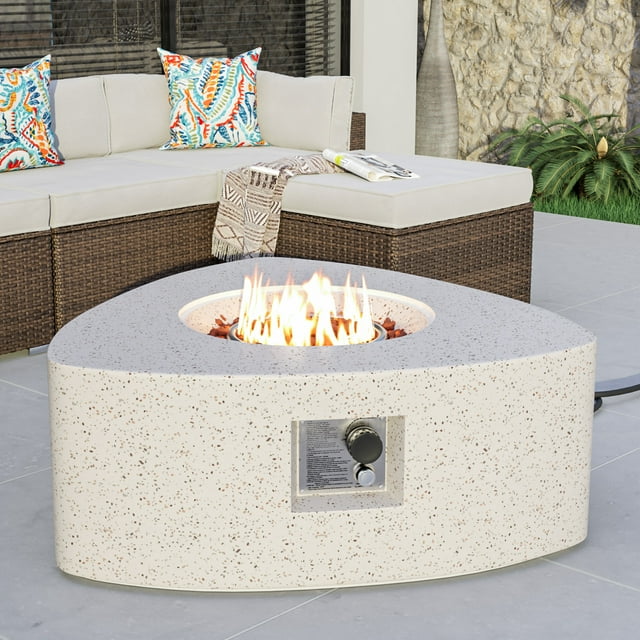 COSIEST 35.2 inch Triangular Outdoor Propane Fire Pit, Fire Table w ...