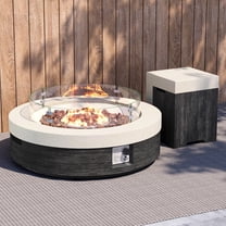 VENTOPYR 41-inch Round Outdoor Propane Fire Pit Table with Fire Glass ...