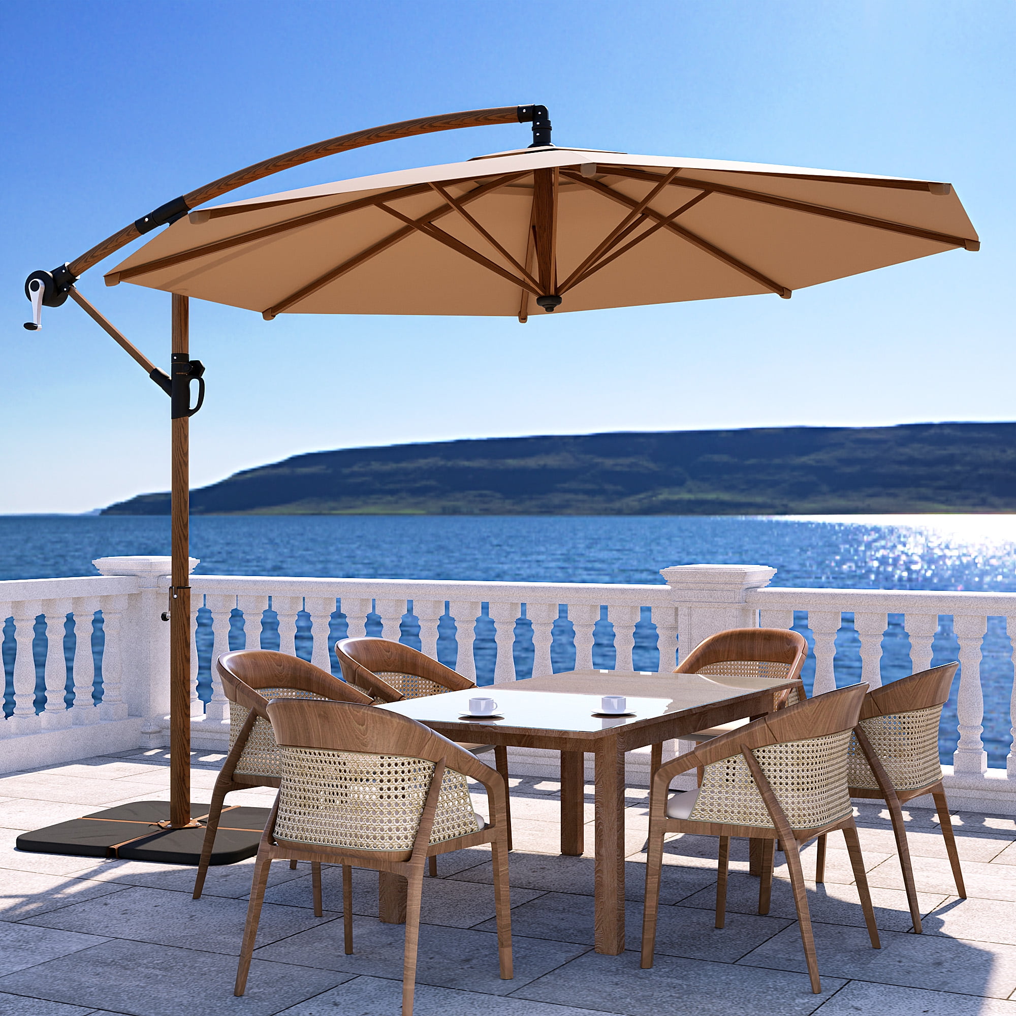 COSIEST 8ft 360° Rotating Cantilever Umbrella，Outdoor Patio Umbrella ...