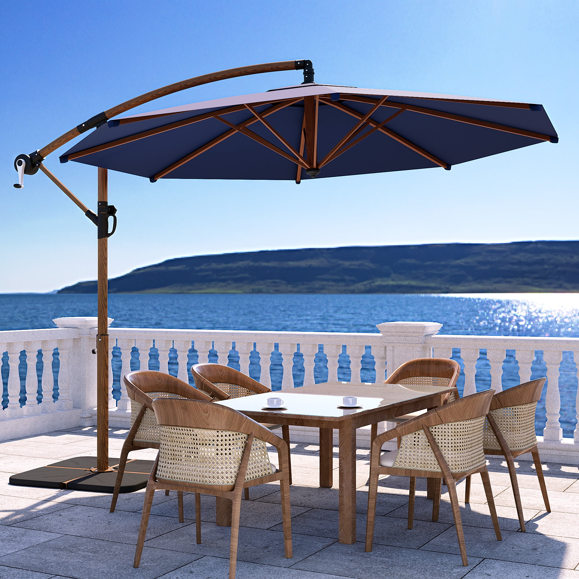 COSIEST 8ft 360° Rotating Cantilever Umbrella，Outdoor Patio Umbrella ...