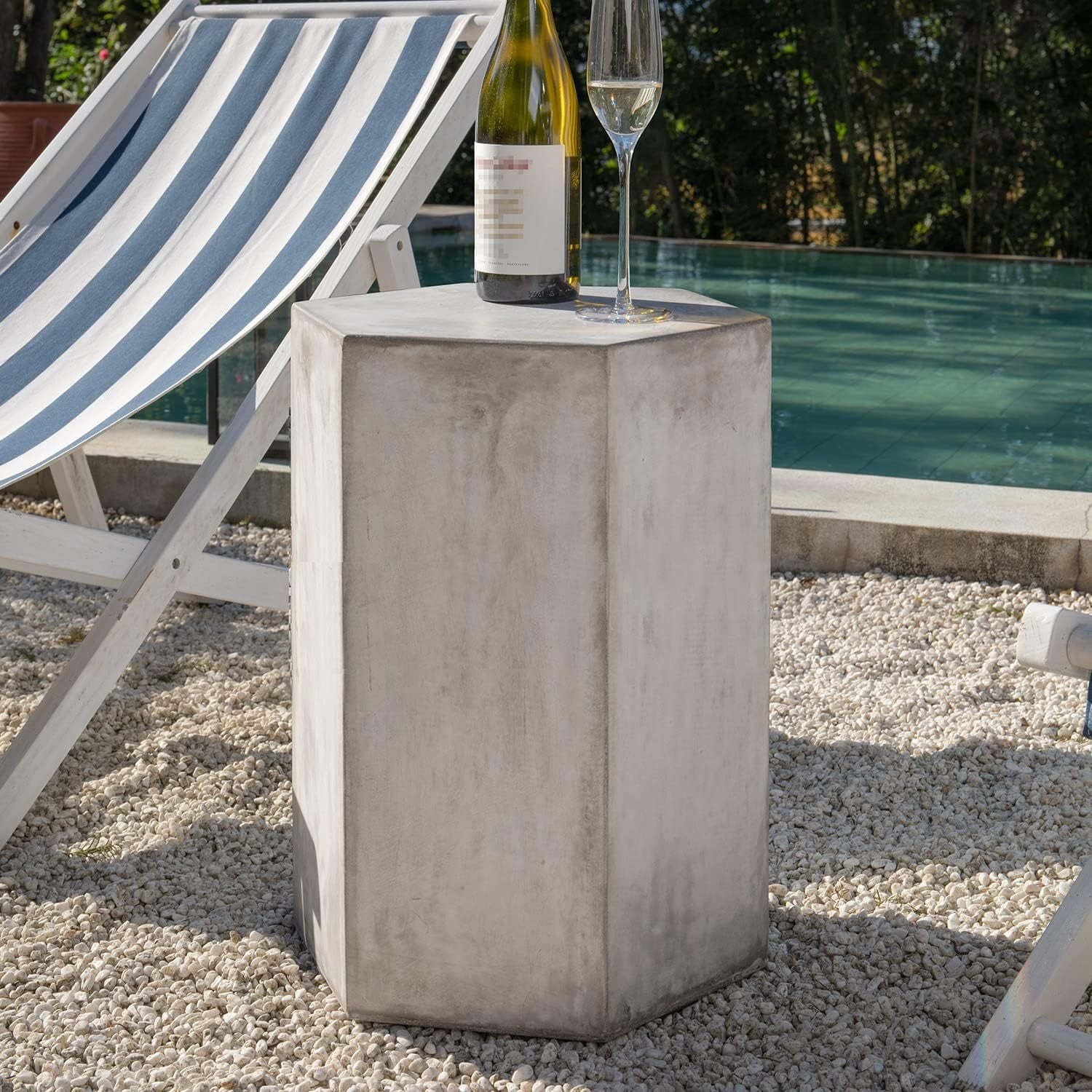 COSIEST Concrete Accent Table, Hexagon Patio Side Table 14.5''Wx20''H ...