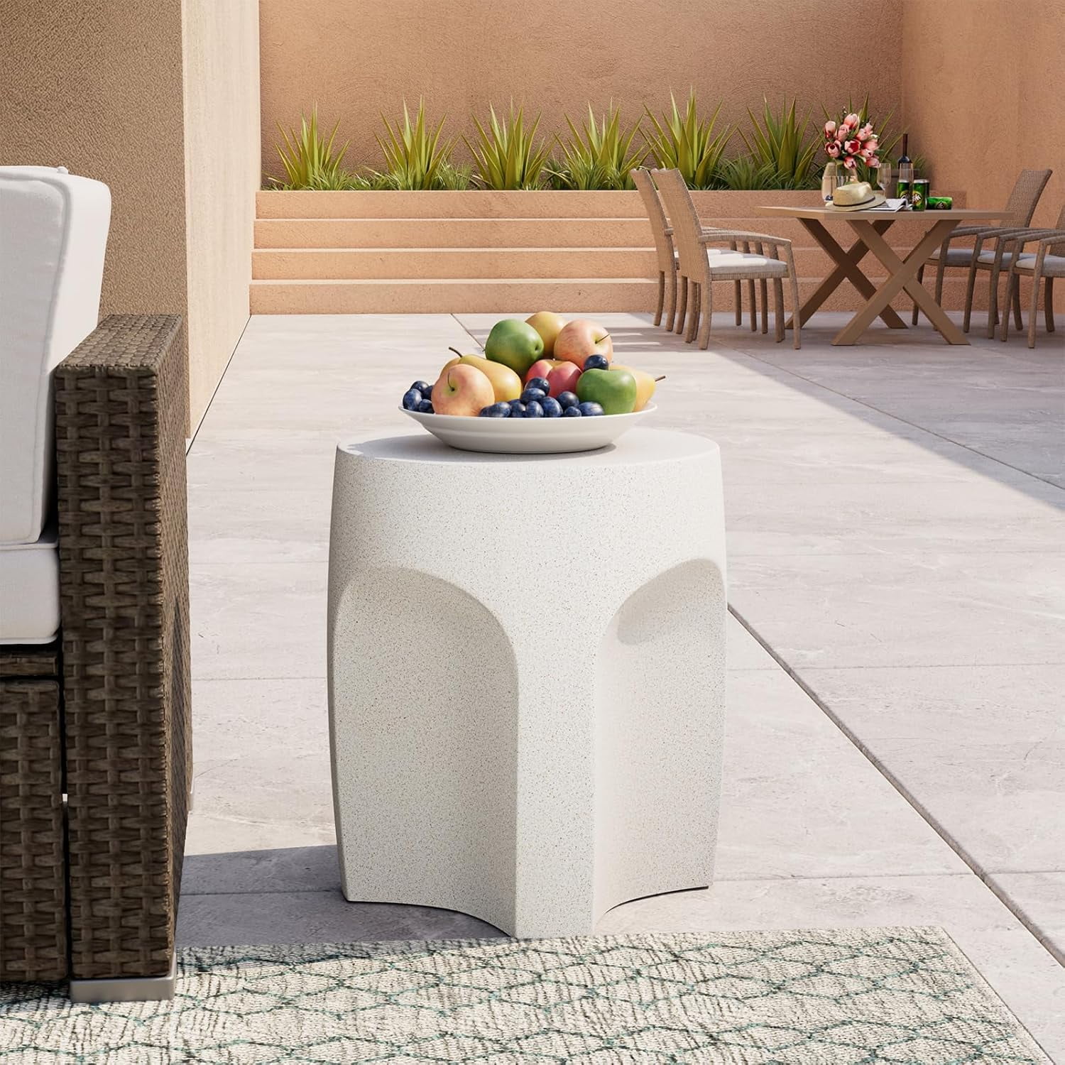 COSIEST Concrete Side Table Drum Shape,17''H Outdoor Side Table, Patio ...