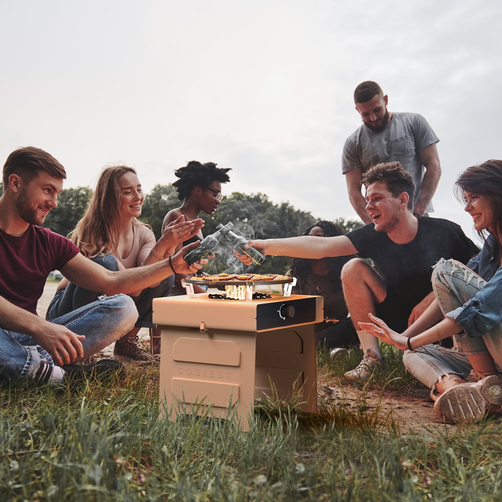 COSIEST Foldable Propane Fire Pit, 15.7in Portable BBQ Pit, Smokeless ...
