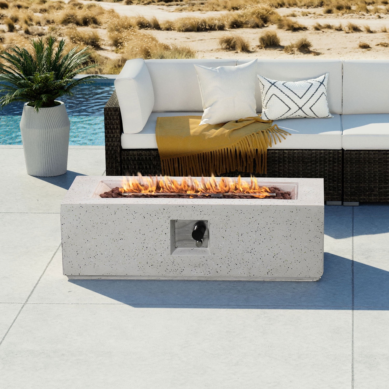 COSIEST 42-inch Outdoor Propane Fire Pit Table, 50000 BTU, Concrete ...