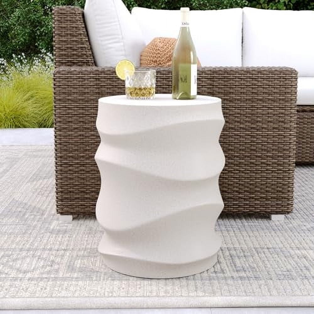 COSIEST Outdoor Accent Table - 18Inch Concrete Plant Stand, Round ...