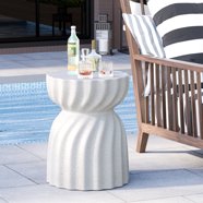 GDF Studio Attola Outdoor Lightweight Cement End Table, Modern Patio ...