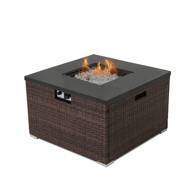COSIEST 32-inch Square Outdoor Propane Fire Pit Patio Furniture for ...