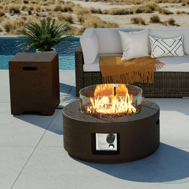 COSIEST Outdoor Propane Fire Pit Coffee Table, 28-inch Round Base Patio ...