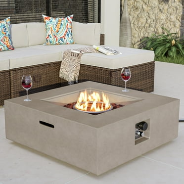 COSIEST 32-inch Square Outdoor Propane Fire Pit Patio Furniture for ...