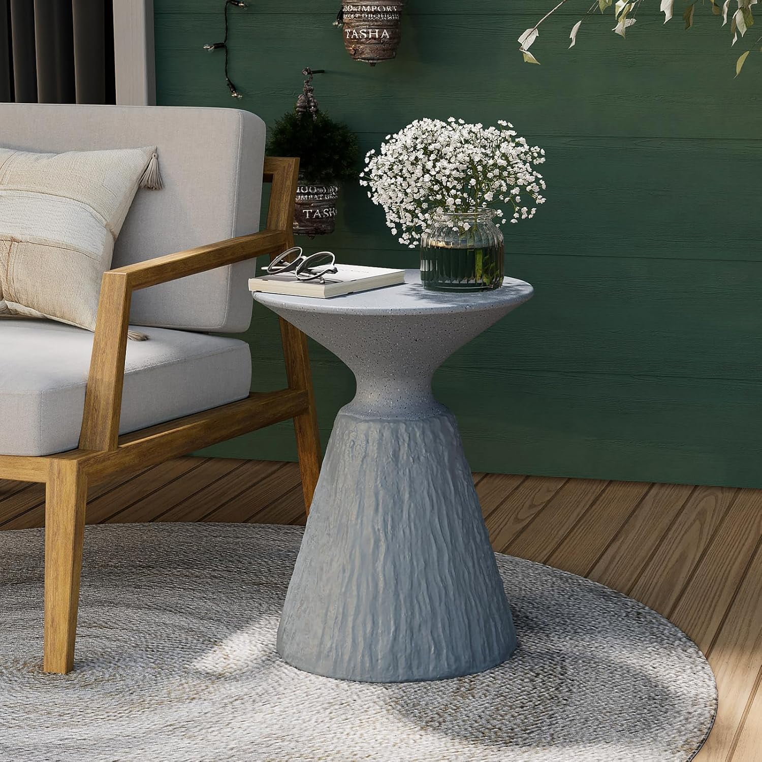 Round Plant Stand For Garden COSIEST Outdoor Side Table - Lightweight ...