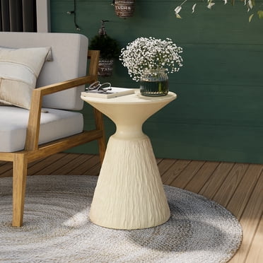 GDF Studio Attola Outdoor Lightweight Cement End Table, Modern Patio ...
