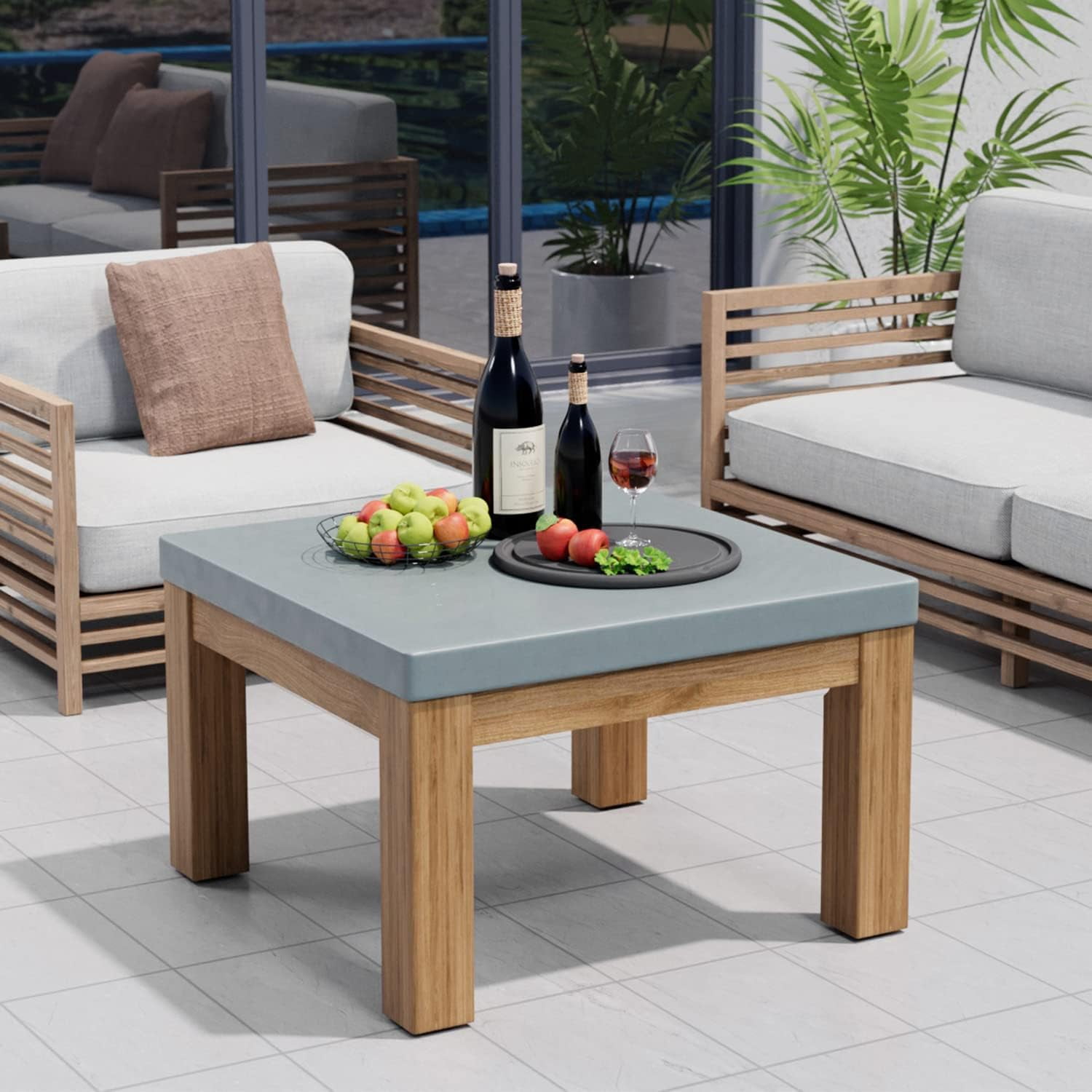 COSIEST Patio Coffee Table, Outdoor Large Side Tables, 26 inches Square ...