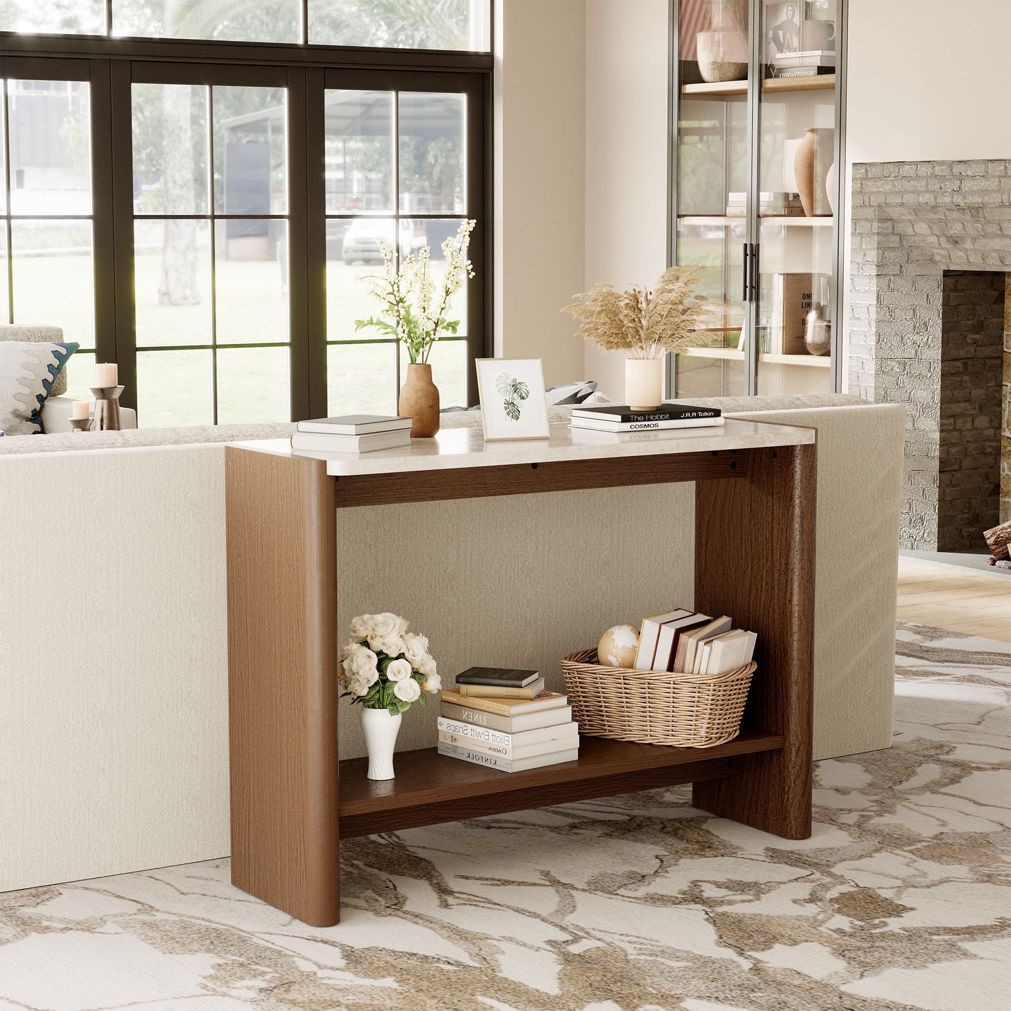 COSIEST Stone-Look Rectangle Console Table,Modern & Functional Home ...