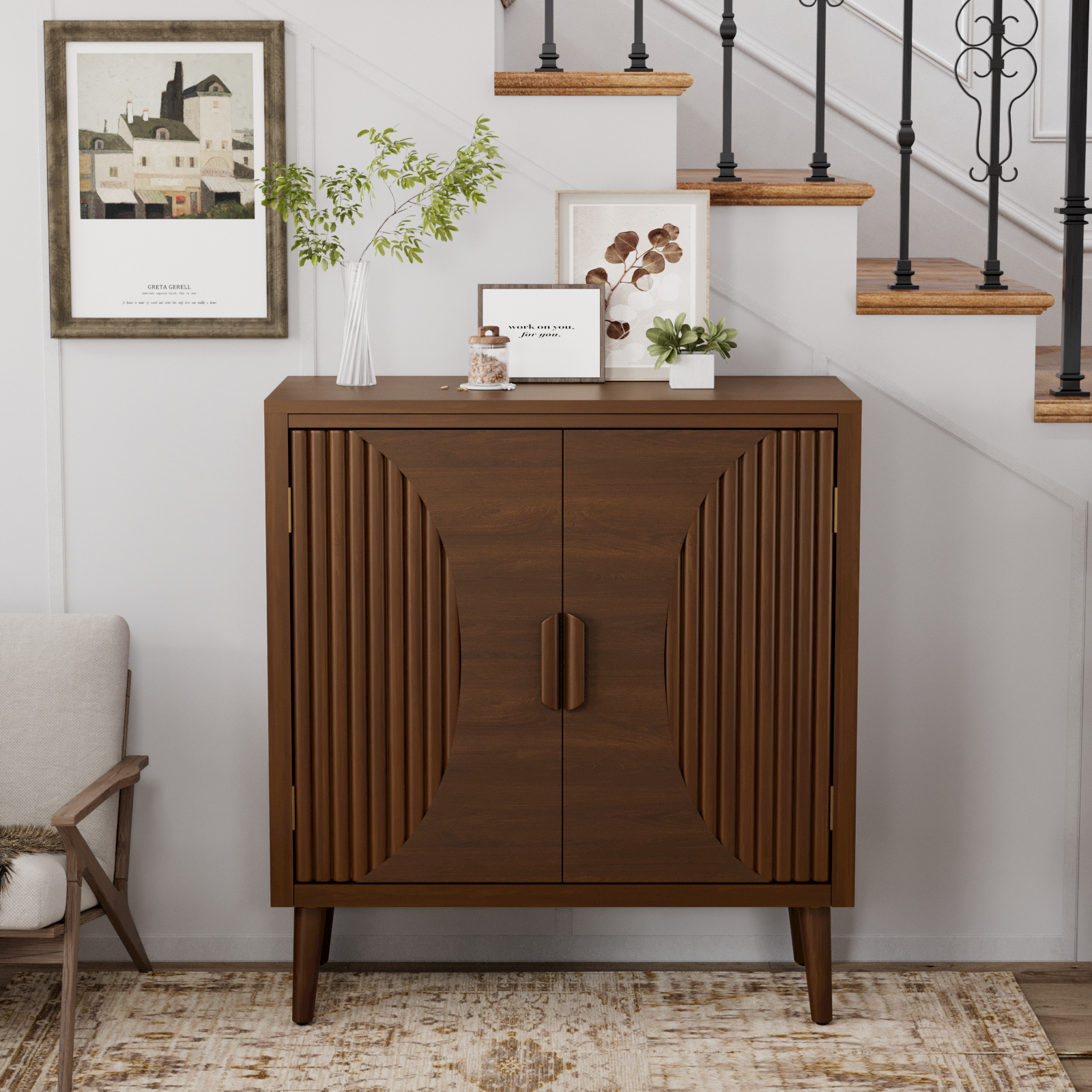 COSIEST Sideboard Storage Cabinet, Vintage Entryway Accent Cabinet with ...