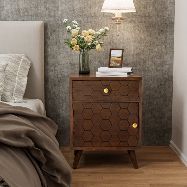 COSIEST Vintage Accent Nightstand End Table w Chest, Drawer - Walmart.com