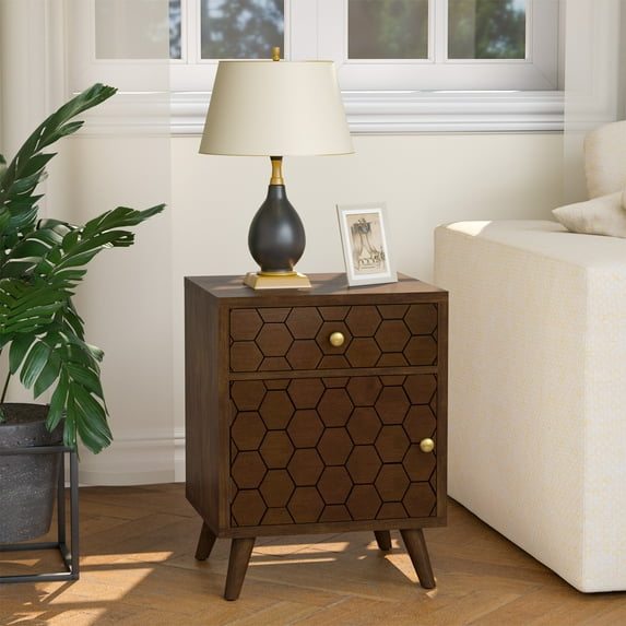 COSIEST Vintage Accent Nightstand End Table w Chest, Drawer - Walmart.com