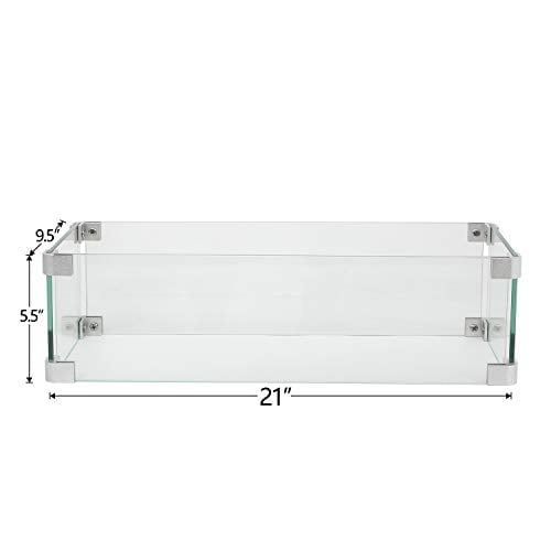 COSIEST Wind Guard Fence, Rectangle Tempered Glass Shield for Outdoor ...