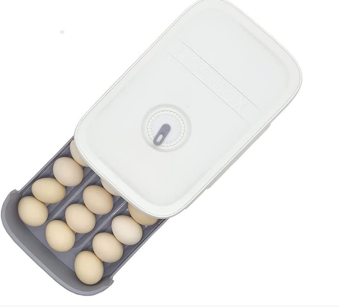 COSKIRA Refrigerator Egg Container Plastic Egg Box Drawer Style Egg ...