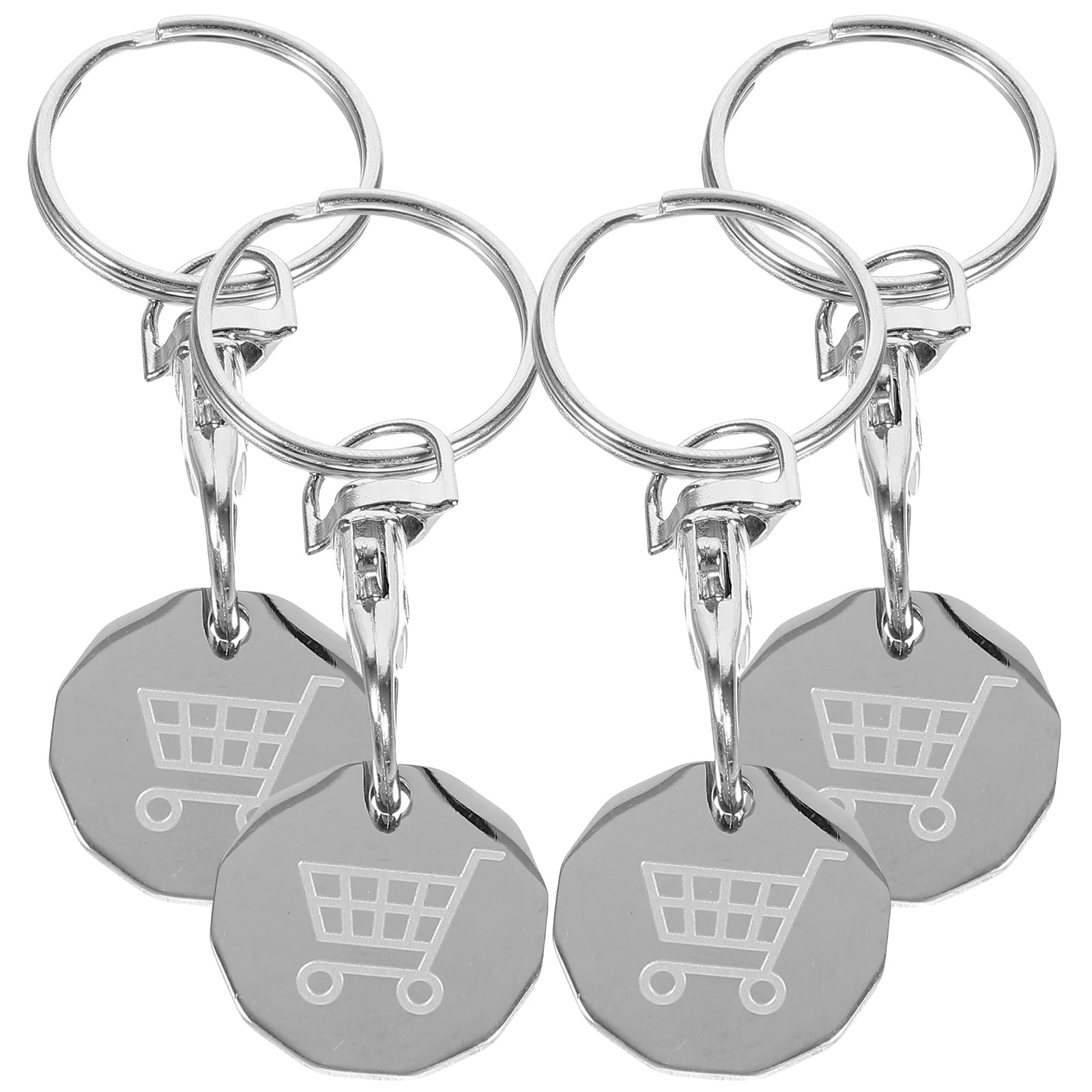 4pcs Shopping Trolley Token Key Ring Trolley Token Coin Keyring Supermarket Shopping Cart Token