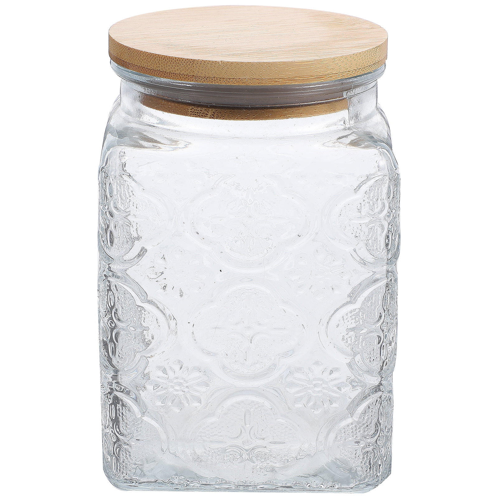 COSLUS Airtight Glass Canister Decorative Embossed Glass Jar Multi-use ...
