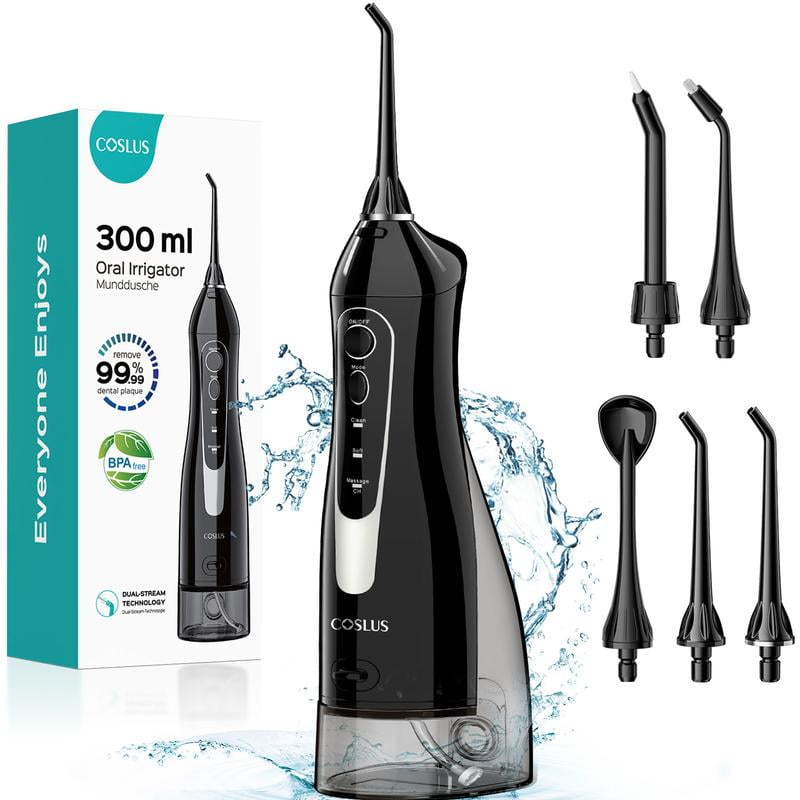 COSLUS C20 Cordless Oral Water Flosser and Teeth Cleaner, 3 Modes, 5 ...