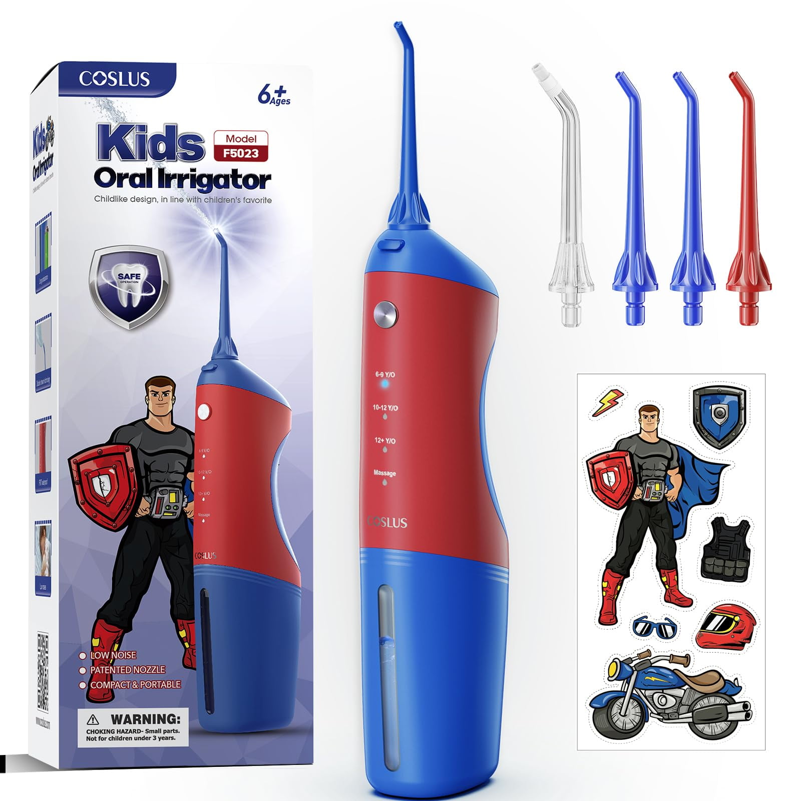 COSLUS Kids Water Dental Flosser Deep Cleaning Picks Portable 4 Modes ...