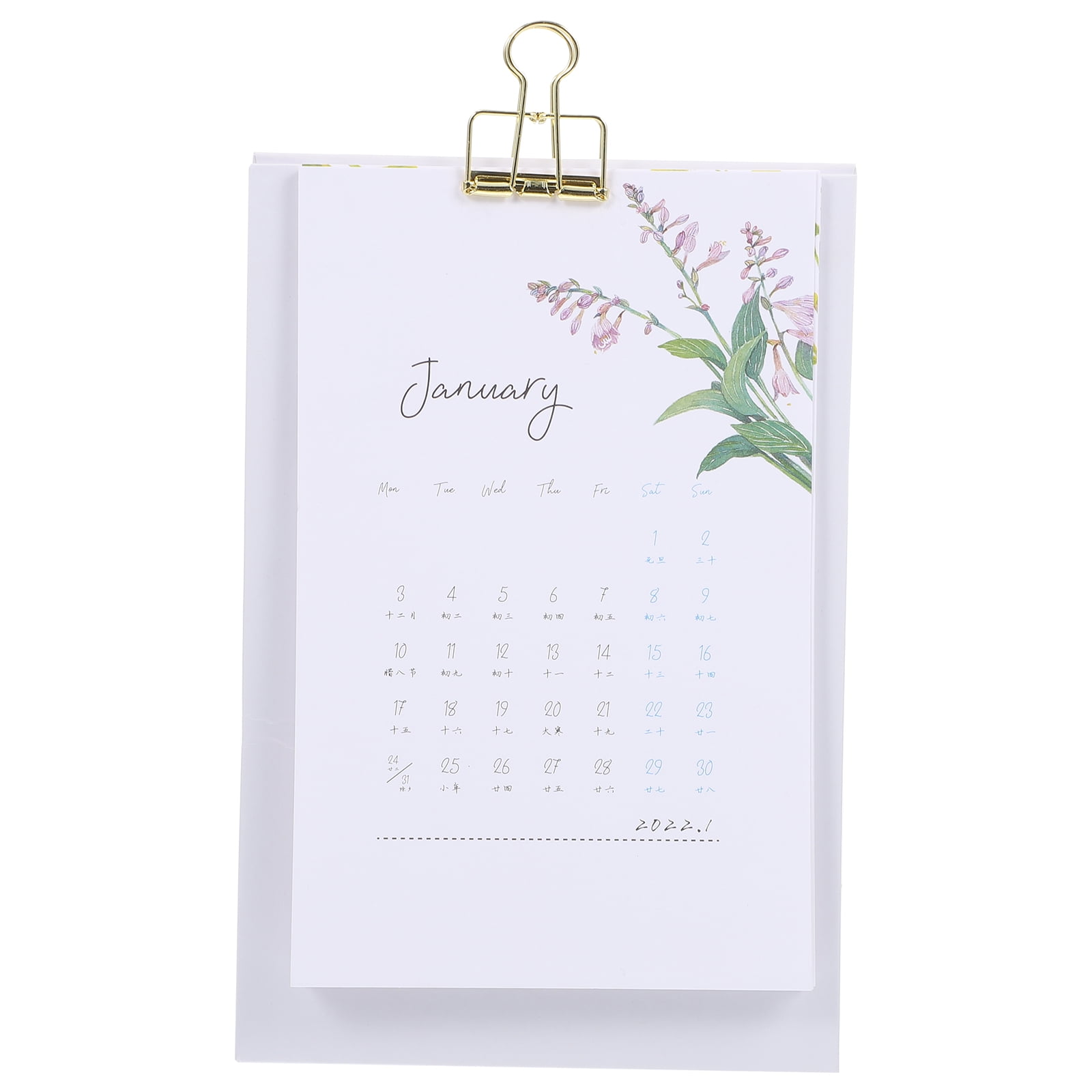 COSLUS Simple Flower Themed Desktop Calendar Metal Clip Calendars Note ...