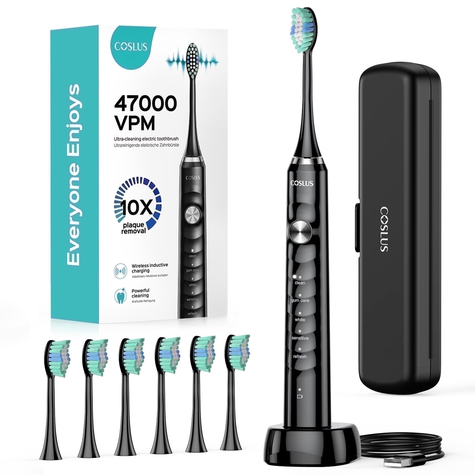 COSLUS Electric Toothbrush for Adults and Teen,Wireless Rechargeable Tooth Brush,Youth with ...
