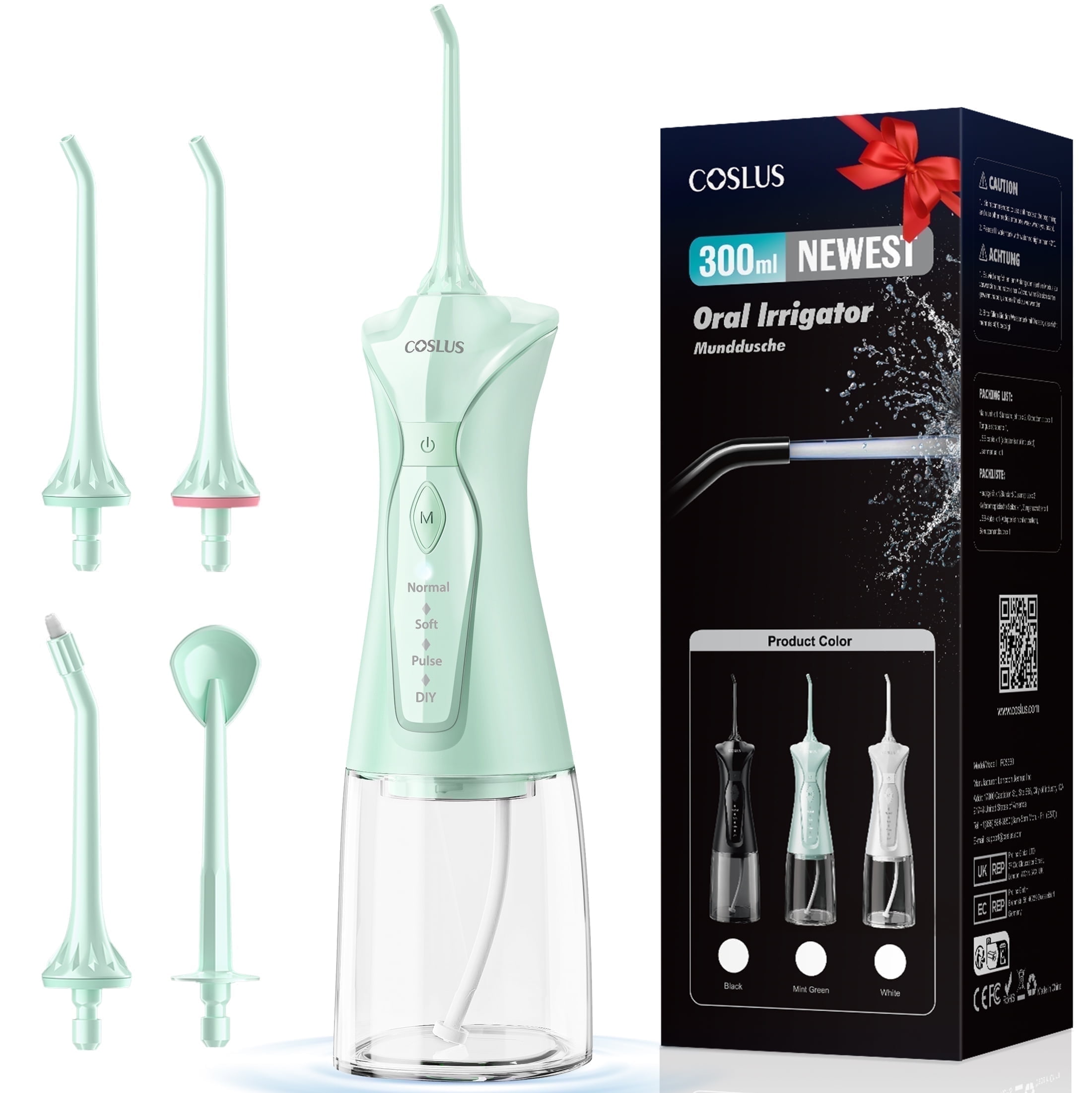 COSLUS Water Dental Flosser Pick for Teeth,DIY Mode,300ML,IPX7 ...