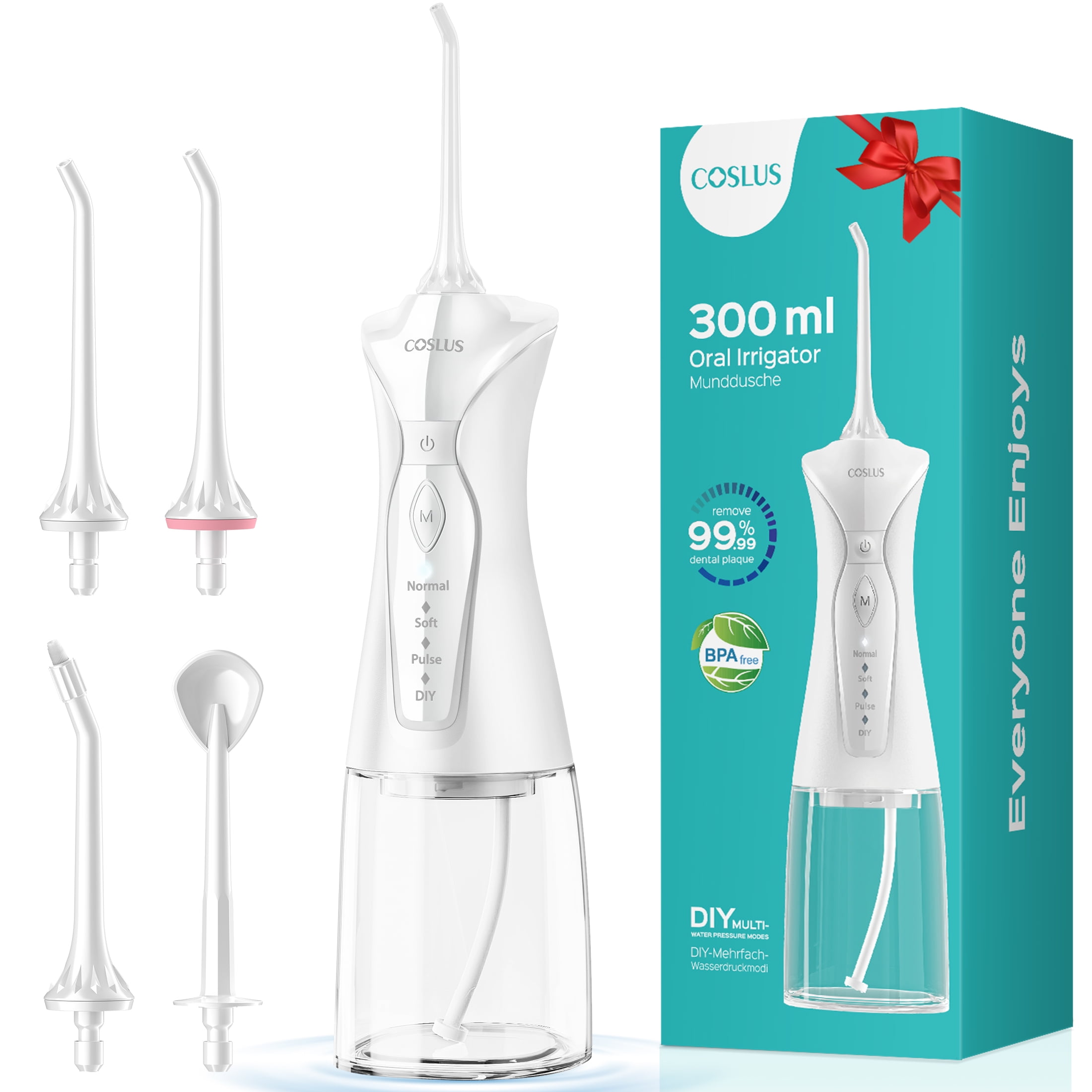 COSLUS Water Flosser,DIY Mode,300ML Water Tank,Portable Water Pick for ...