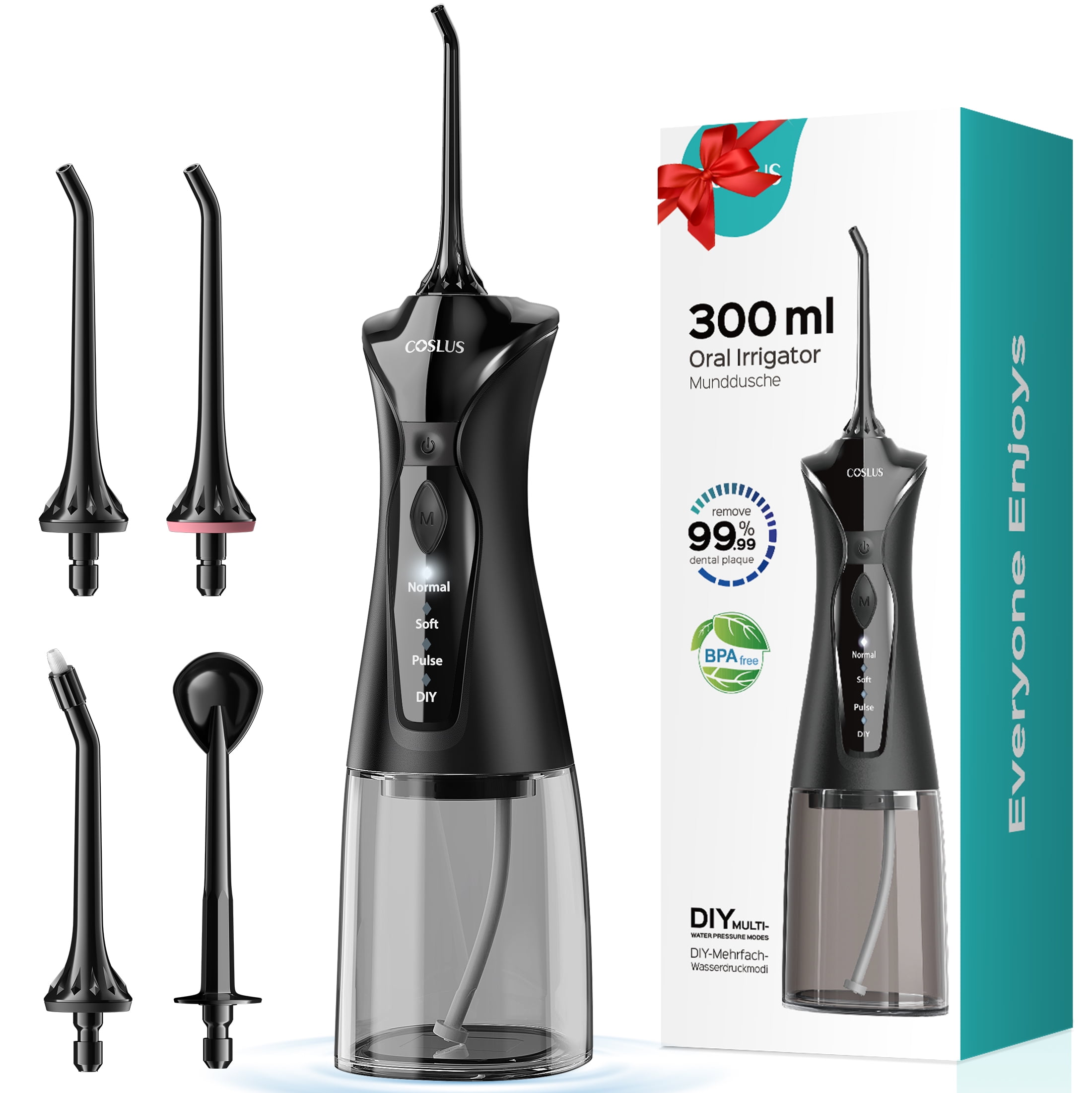 COSLUS Water Dental Flosser Pick for Teeth,DIY Mode 300ML Tank,Portable ...