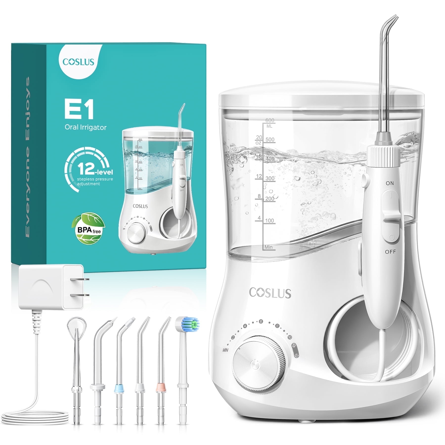 COSLUS Water Flosser for Teeth,600ML Water Picks for Teeth Cleaning and ...