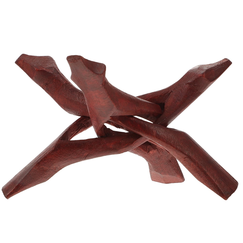 COSLUS Wooden Tripod Stand Abalone Shell Stand Decorative Bowl Display ...