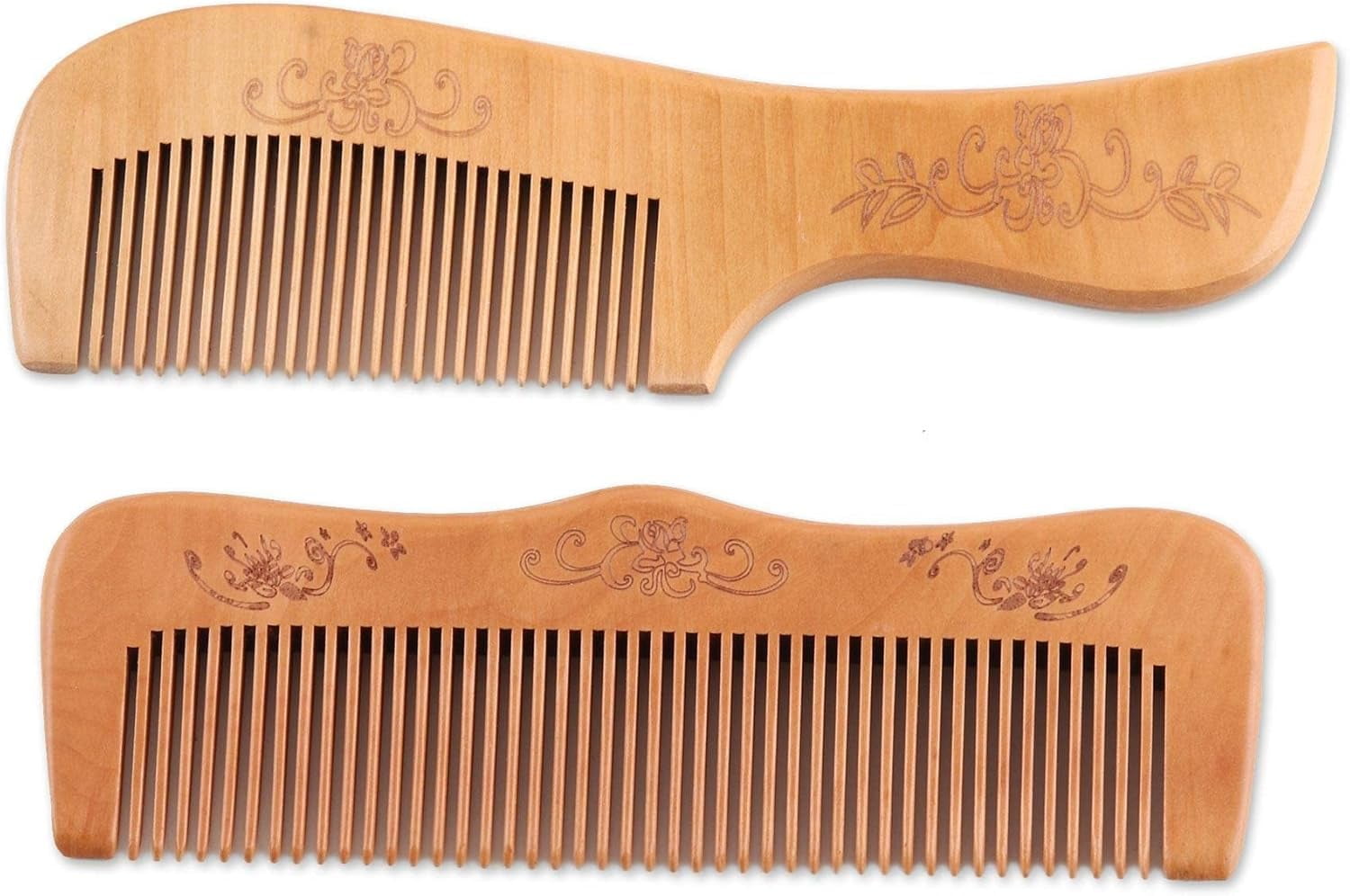 COSLUXE Nature Wooden Hair Comb 2 Pack AntiStatic Hair Wooden for Long ...