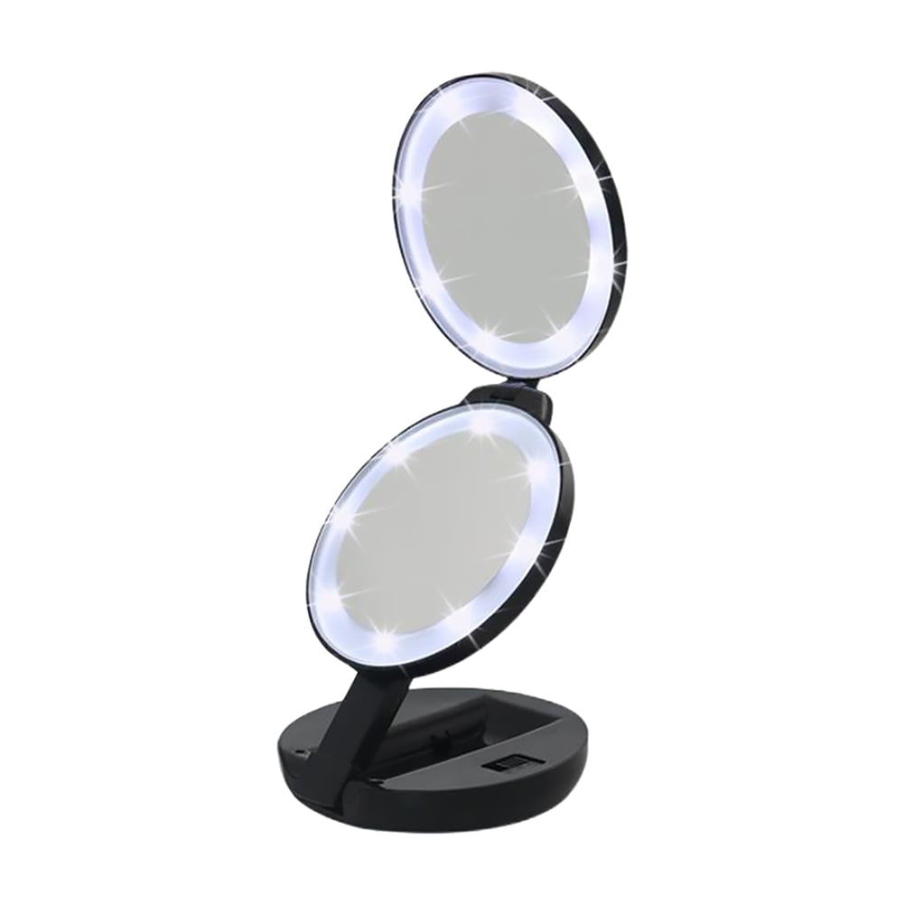 COSMOBETTY 1 Pc Black Makeup Mirror Compact Folding Design With Led ...
