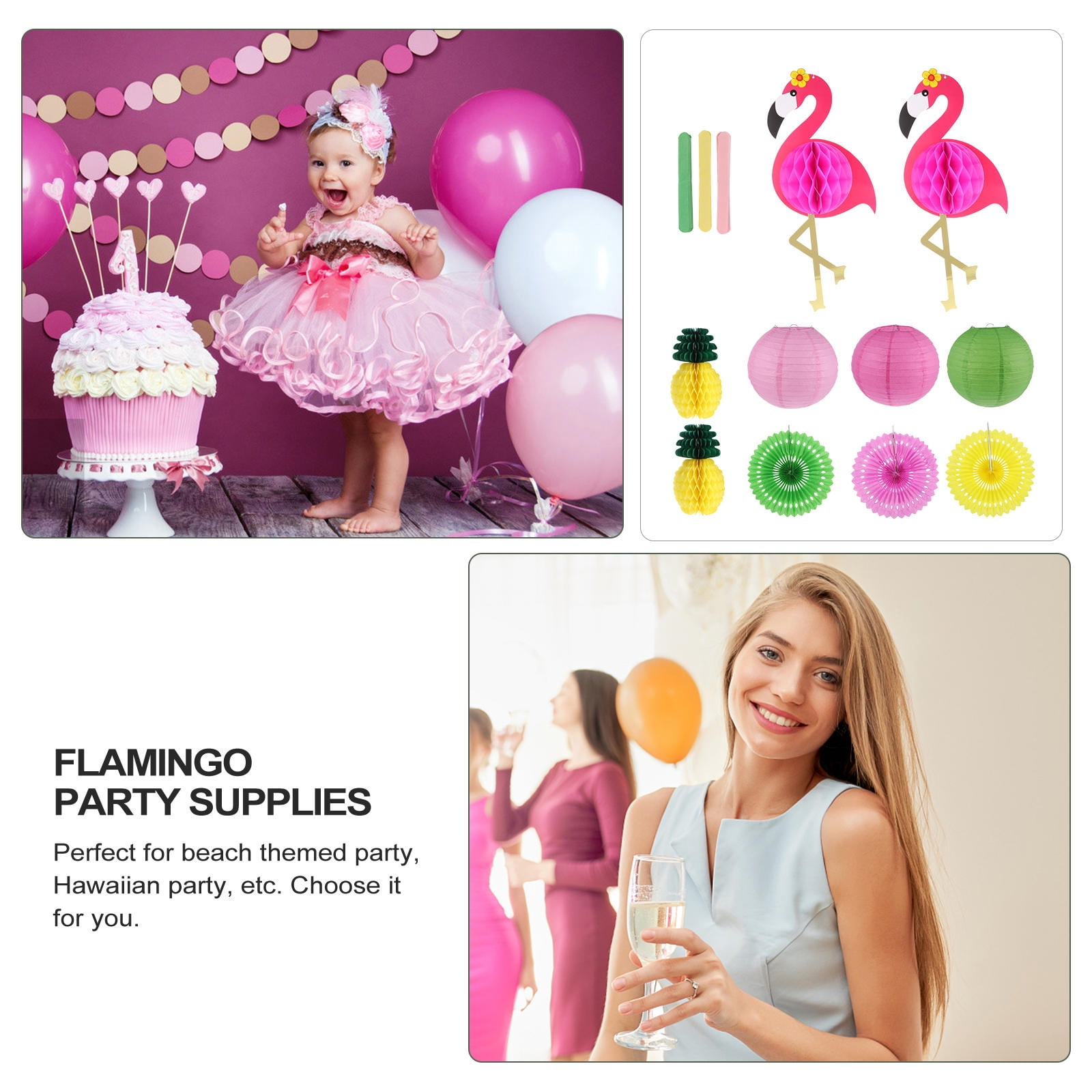COSMOBETTY 1 Set Flamingo Party Supplies Paper Hawaiian Style ...