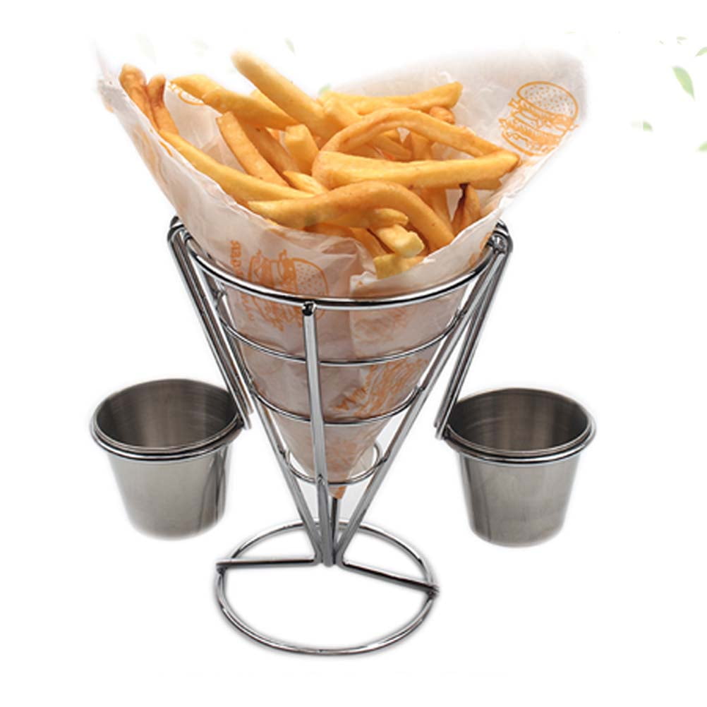 COSMOBETTY 1 Set French Fries Server Silver Iron Conical Design with ...